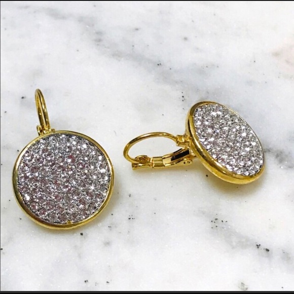 ZD/MX | Jewelry | Pave Crystal Disk Euro Wire Earringsnwt | Poshmark